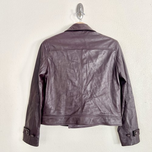 L'AGENCE Xoey Leather Dark Syrah Burgundy Double Breasted Crop Trench ...