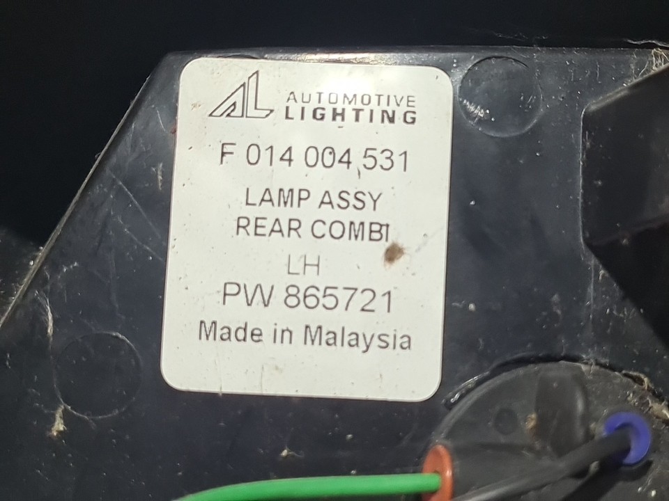 PROTON SAVVY MK1 2006 NS REAR LIGHT F014004531 PASSENGER SIDE REF:V2610 ...