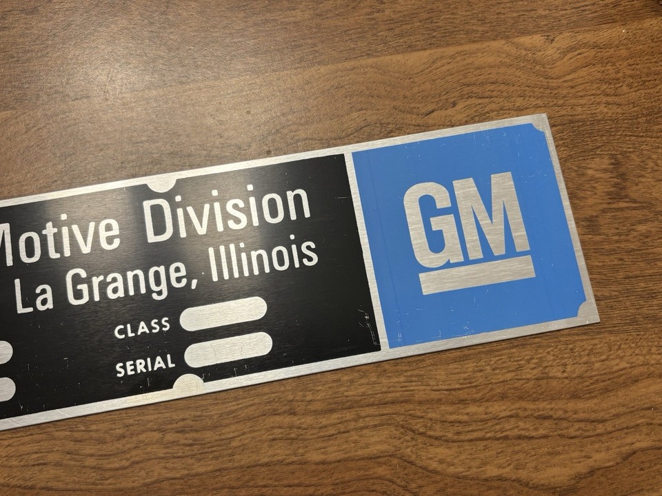 EMD Electro-Motive Division Railroad Diesel Locomotive Builders Plate ...