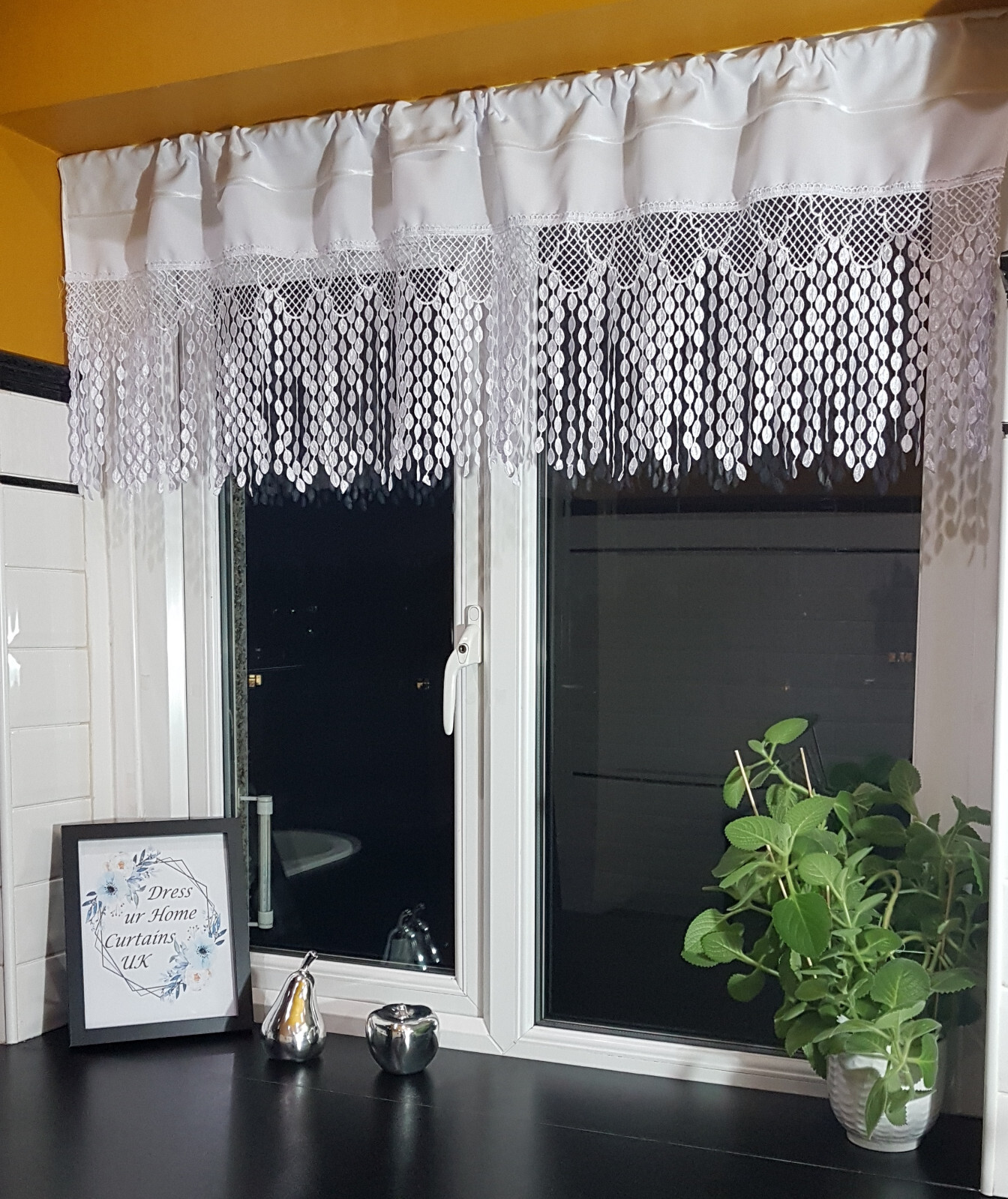 Ready made cafe kitchen net curtain Ready to hang voile marquisette ...