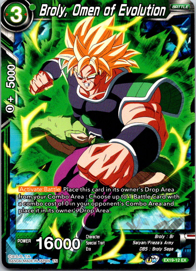 Dragon Ball Super Card EX19-12 EX Broly Omen of Evolution DBS ...
