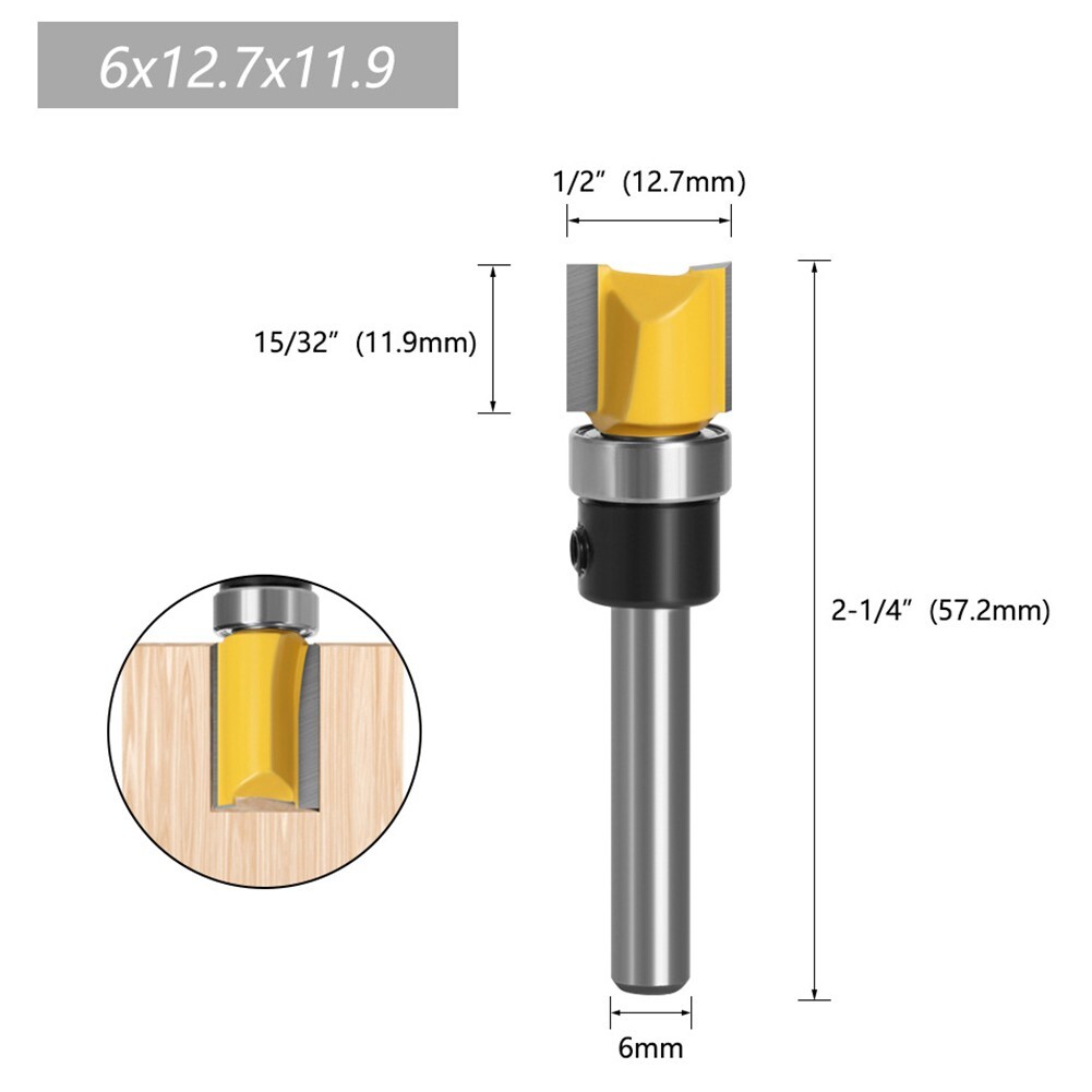 6mm Shank Flush Trim Router Bit Straight End Mill For Woodworking ...