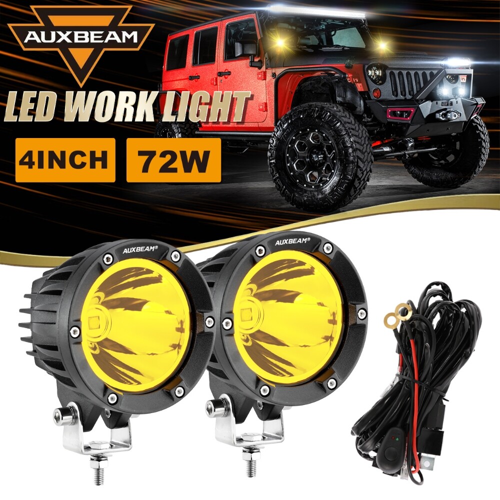 AUXBEAM Pair 4" Amber LED Work Lights Spot Pods Offroad Driving Lamp ...