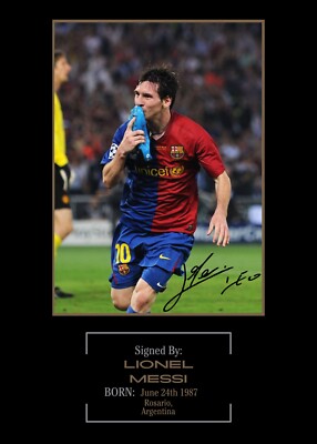 LIONEL MESSI Signed FC BARCELONA Football Soccer Printed Autograph ...