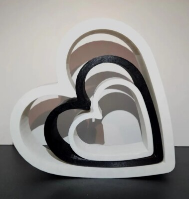 3d Printed White & Black Nesting Hearts | eBay
