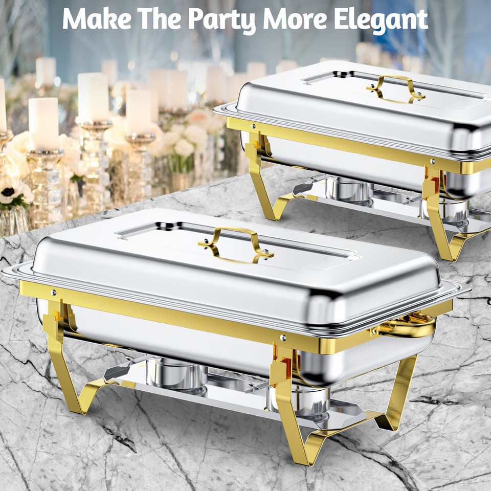 Gold 8 Pack 9Qt Chafing Dish Buffet Set Stainless Steel Chafer for ...