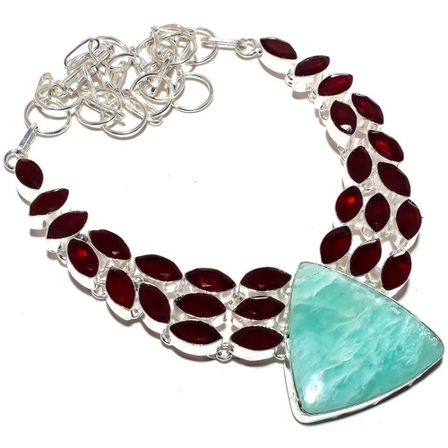 Amazonite, Garnet Gemstone Handmade 925 Sterling Silver Jewelry ...