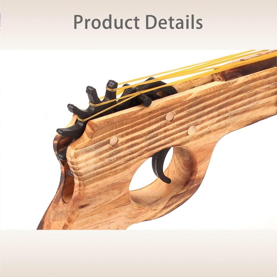 Classic 9 inch Wood Toy Rubber Band Gun Pistol Shooter Revolver w ...