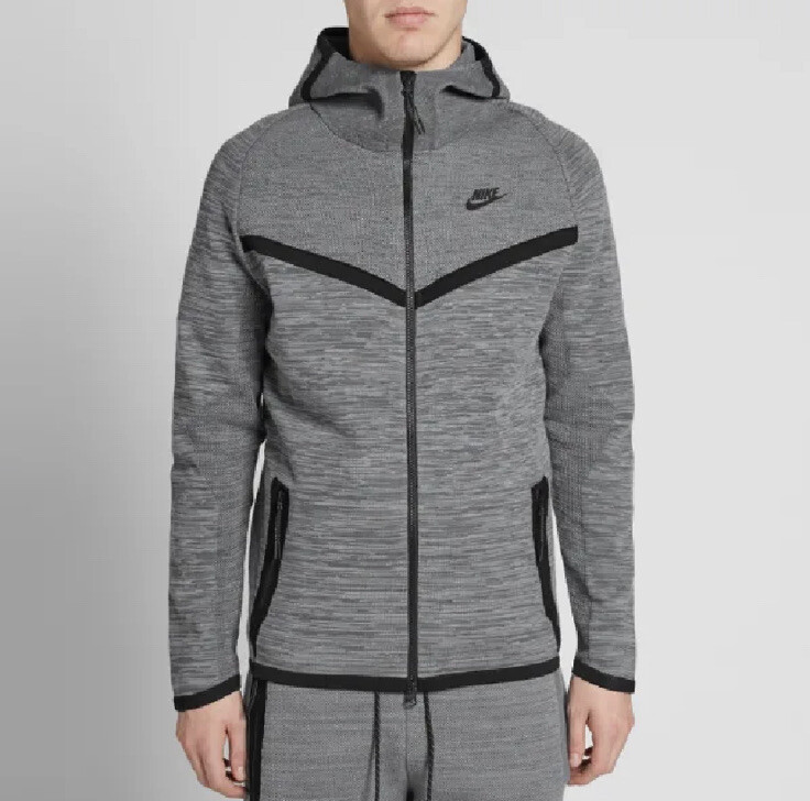 NIKE TECH KNIT WINDRUNNER HOODIE COOL GREY BLACK 728685 043 LEBRON sz ...