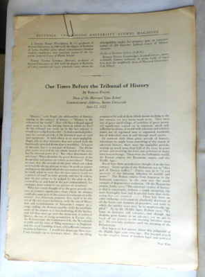 June 12 1933 BU Commencement Address by Dean Roscoe Pound from Bostonia ...