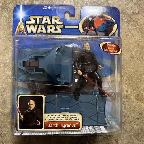 Star Wars Attack of the Clones Darth Tyranus Figure w/ Force Flipping ...
