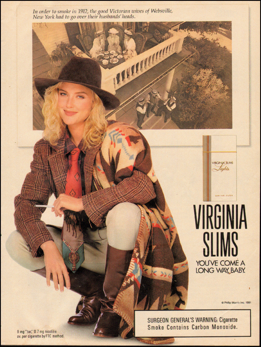1991 tobacco print Ad, VIRGINIA SLIMS Cigarettes, pretty blonde model ...