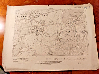 Original 1919 OS Map Sheet Walton Upon Thames Esher Common Hersham ...