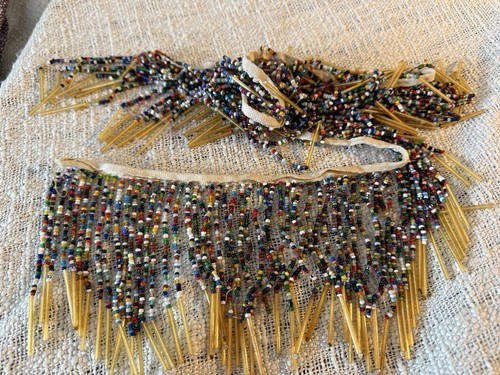 Antique Glass Beads Trim Fringe Lamp Shade Jewelry Making Art Deco ...