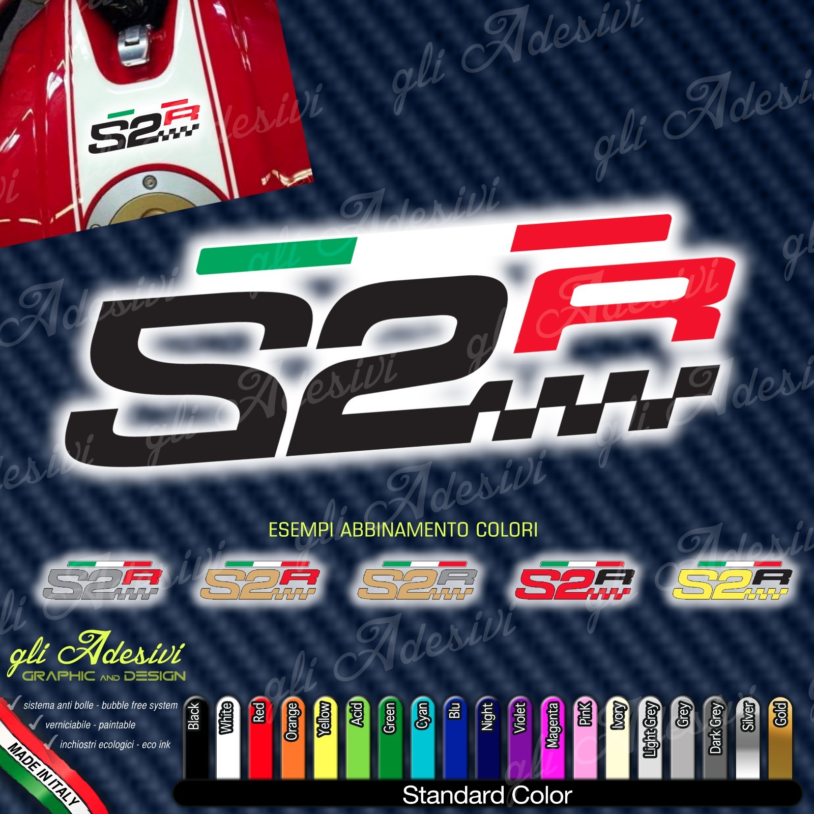 Adhesive S2R S2 R Tank DUCATI Monster And Flag Italian Tricolor | eBay