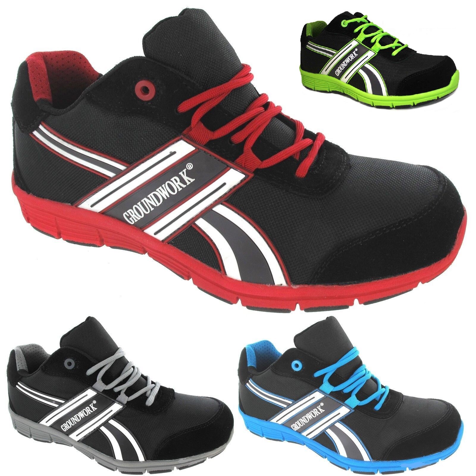 MENS ULTRA LIGHTWEIGHT GROUNDWORK SAFETY STEEL TOE CAP WORK PPE TRAINER ...