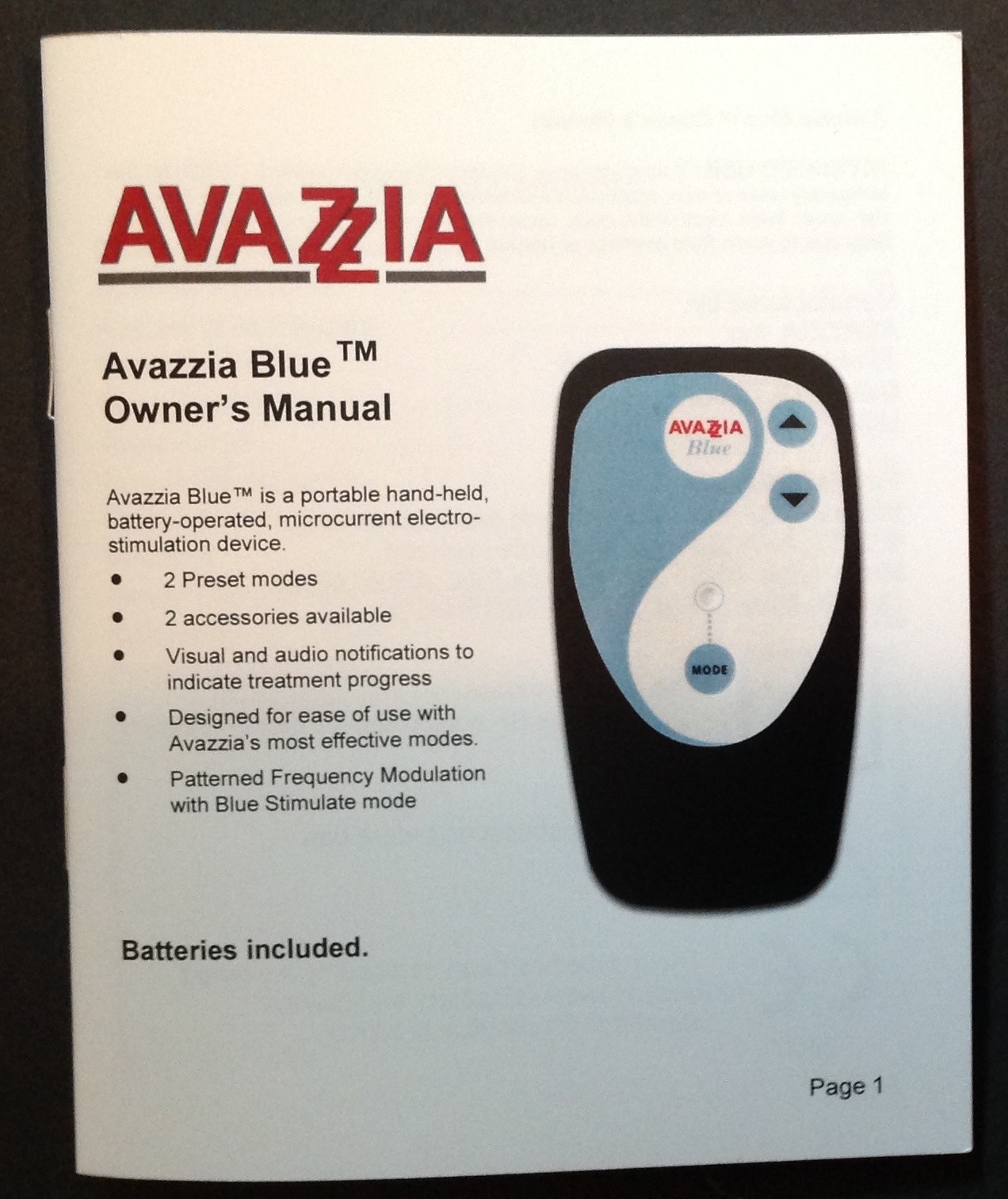 AVAZZIA BLUE KIT MICROCURRENT PAIN RELIEF, FREE-14 TREATMENT PROTOCOL 2 YR WARR | eBay