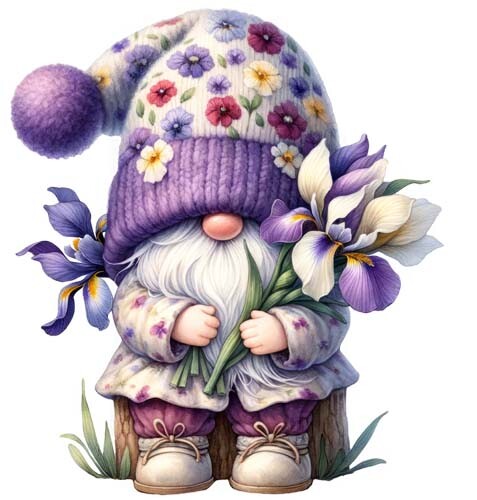 Watercolour Rose Gnome Gonk Wall Art Bedroom Window Decor Vinyl Sticker ...