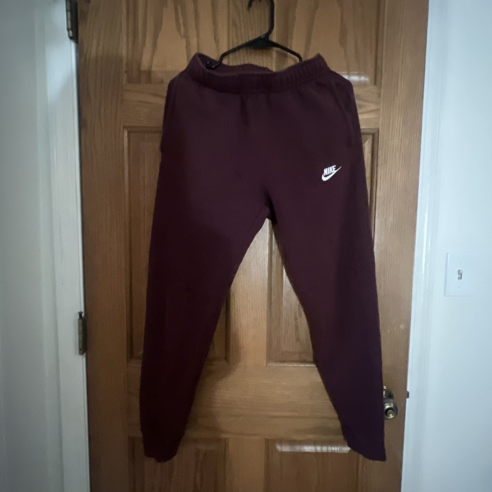 Nike Men's Club Joggers Sweatpants - Maroon Size XS Drawstring ...