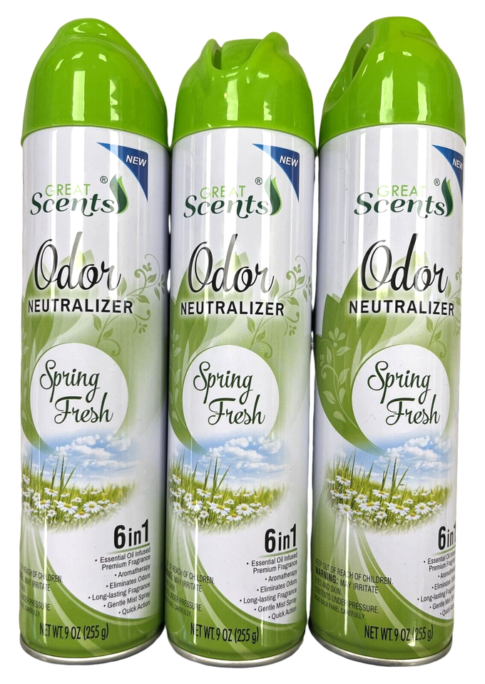 GREAT SCENTS ODOR NEUTRALIZER Spring Fresh Air Freshener Spray 9oz ( 3 ...
