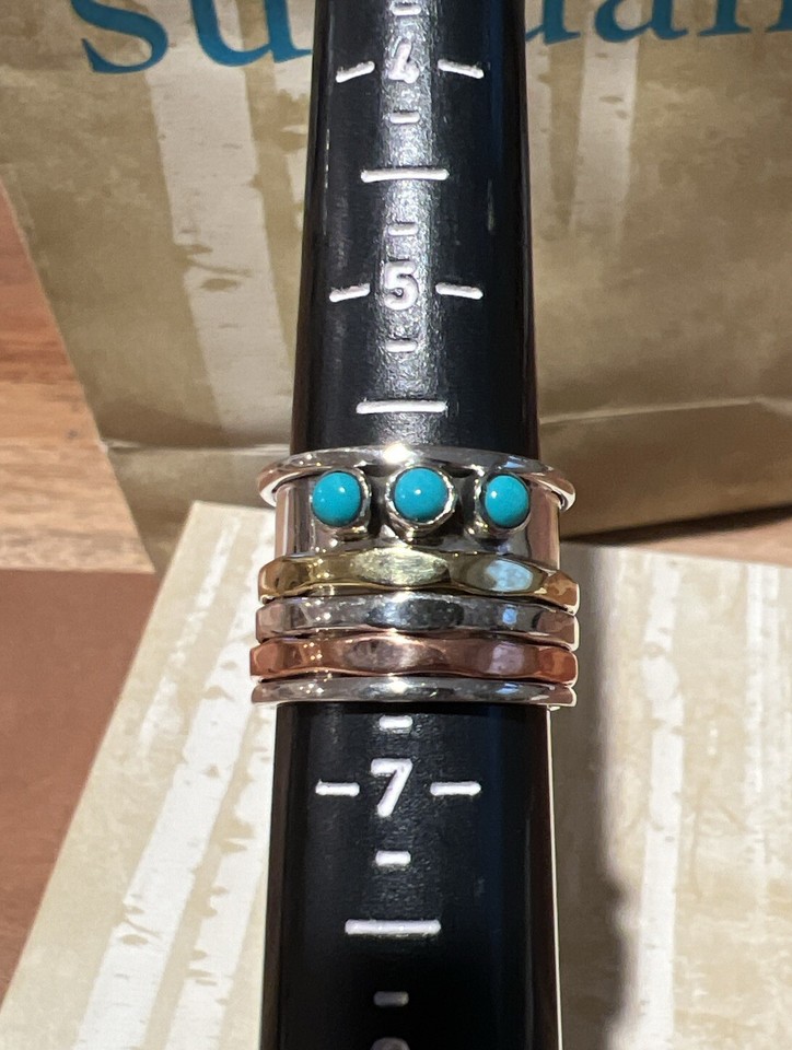 NWT Sundance Catalog Silver Copper Brass Turquoise “Rocky River Ring ...