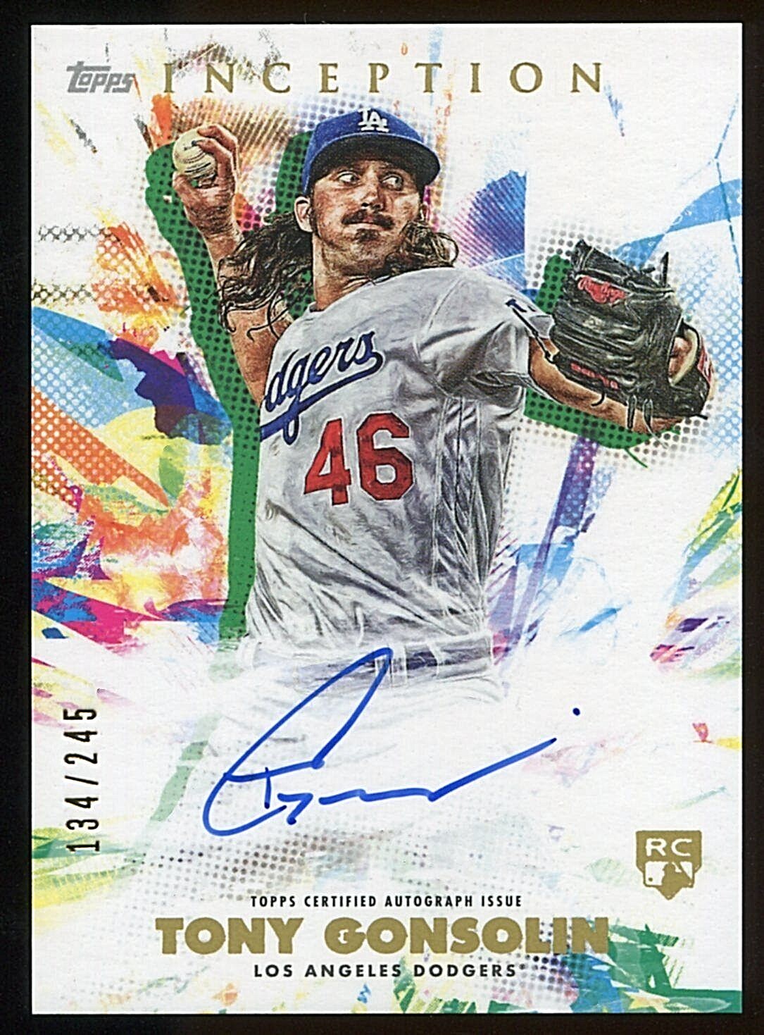 Tony Gonsolin 2020 Topps Inception /245 Auto Autograph RC Rookie Card ...