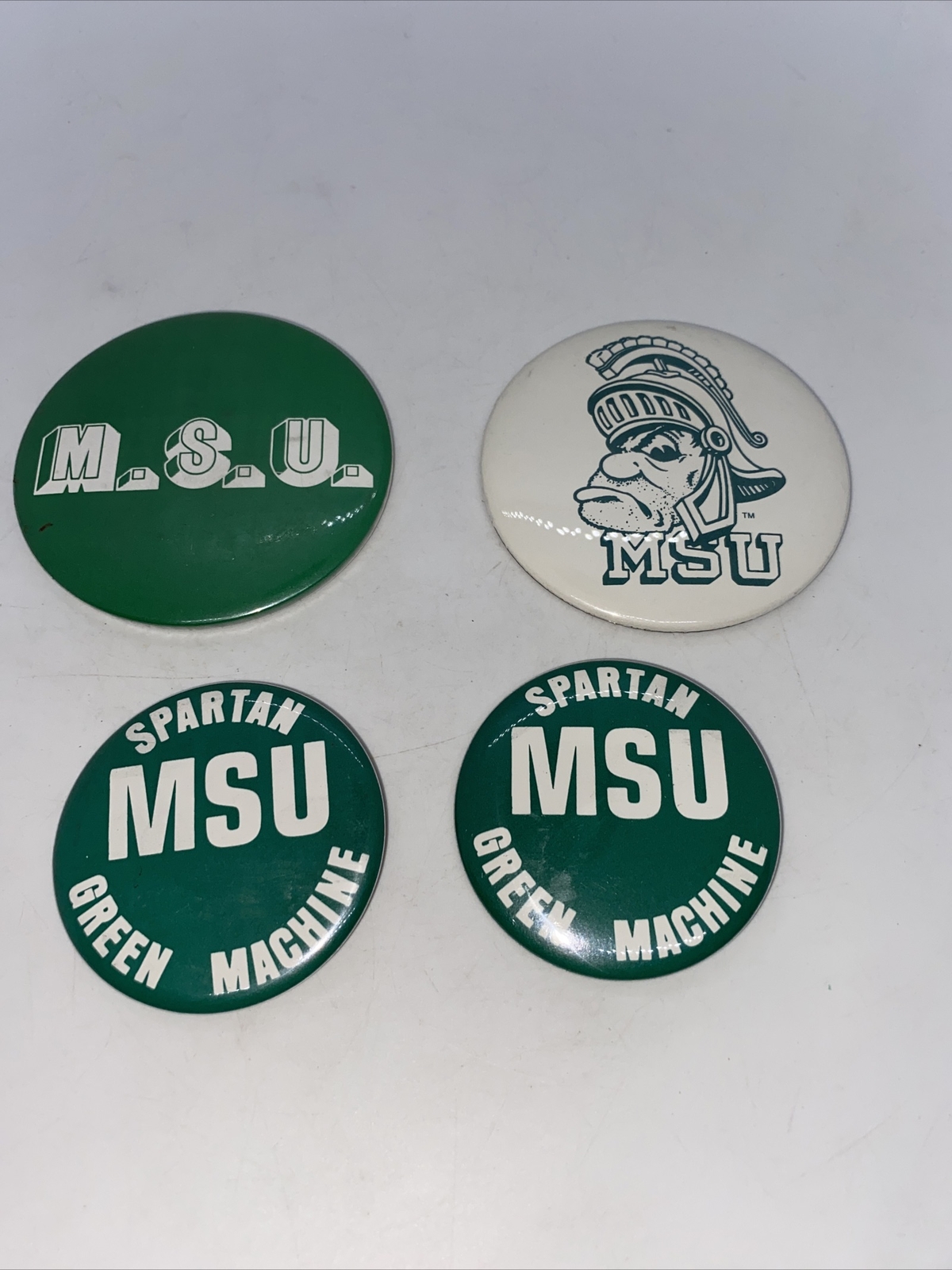 Vintage Michigan State University Pinback Buttons Green & White MSU ...