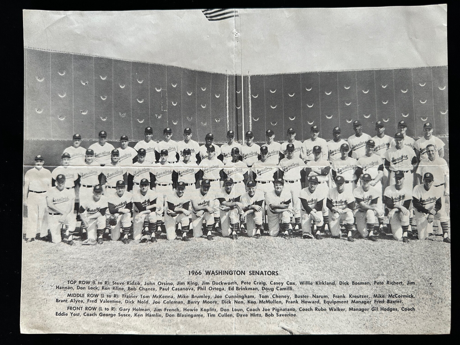 Original 1966 Washington Senators B&W 8.5 x 11” Team Photo w/ Gil ...