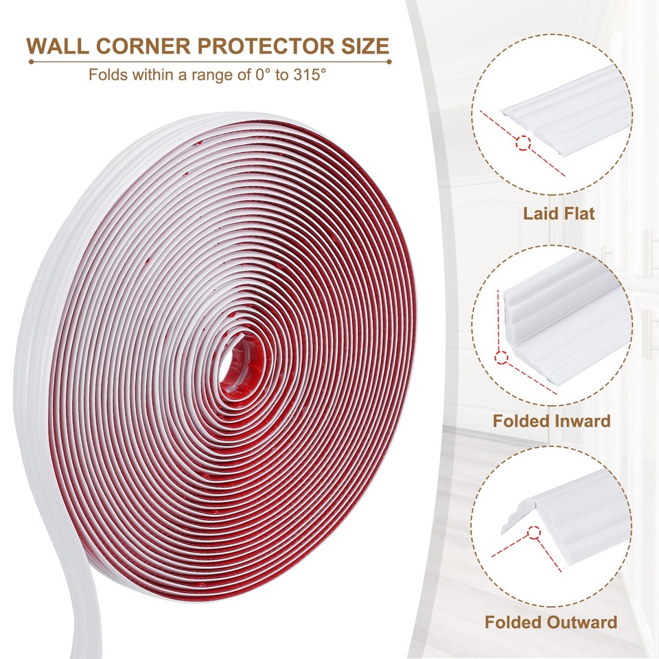 Wall Corner Protector 0.8 in x 33 Ft, Self Adhesive Wall Corner Guard ...