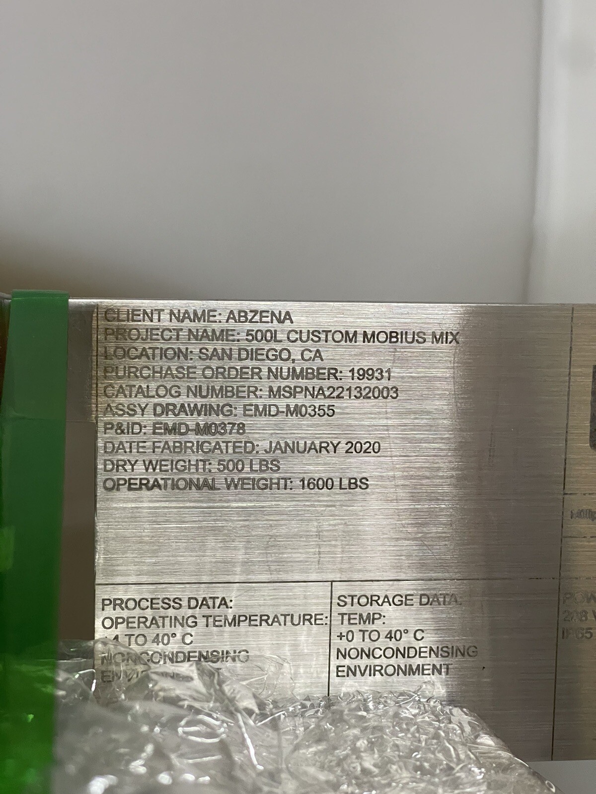 Millipore Mobius Power Mix 500 w/Load Cells 500L U9MA91035 | eBay