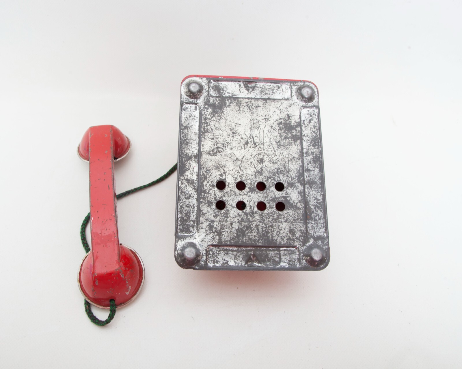 Vintage Tin Toy Phone - N.N. Hill Brass Co - Red Childs Phone - Spin ...