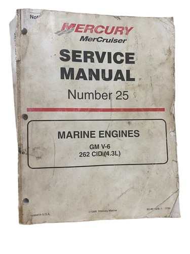 Mercury Gm V-6 Marine Engines #25 Service Manual 90-861325-1 | eBay