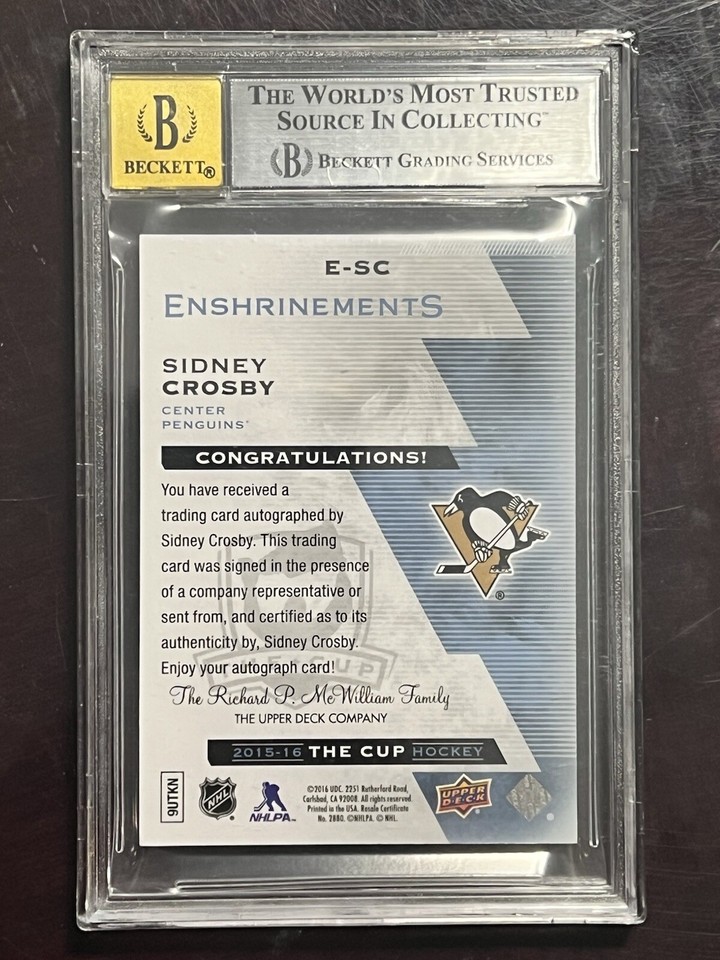 UD 2015-16 The Cup Enshrinements SIDNEY CROSBY Autograph Card 09/25 E ...