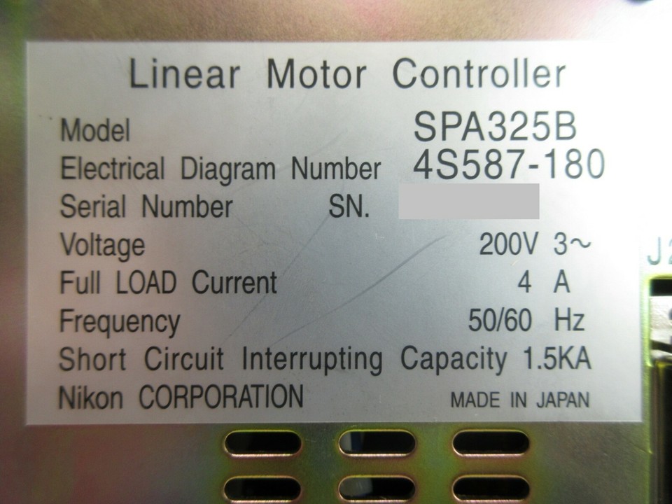Nikon Precision 4S587-180 Linear Motor Controller SPA325B NSR-S204B ...