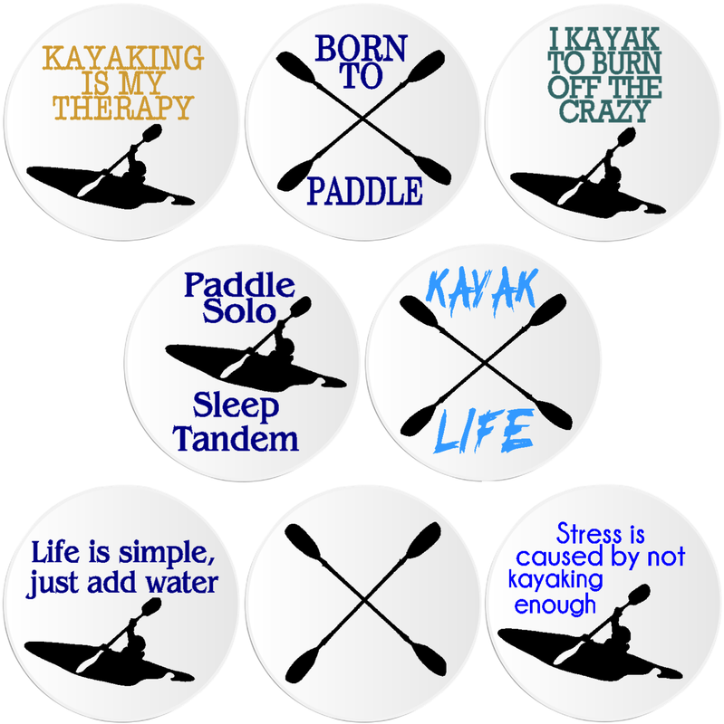 Kayaking Kayak Paddle Boat Water Humor Funny - 8 Pack Circle Stickers 3 ...