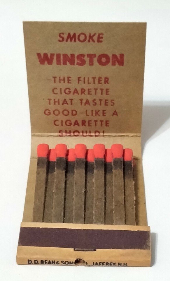VTG Winston Cigarettes Matchbook Front Striker DD Bean & Sons 1950s ...