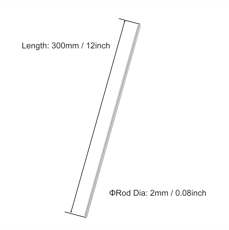 2Mm X 300Mm 304 Stainless Steel round Rod, Metal Solid Shaft Rods Lathe ...