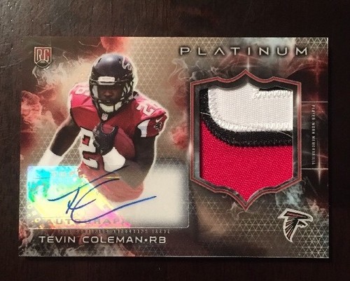 2015 Topps Platinum Tevin Coleman Rookie 3 CLR Jersey Patch Auto ...