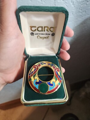 Vintage Gold-Tone Enamel Celtic Tara Pin Brooch In The Box | eBay