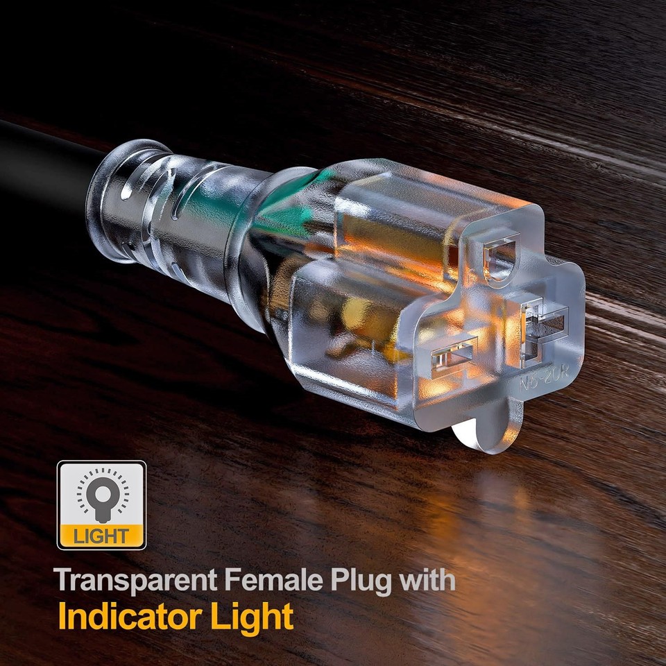 25-Feet (7.65 Meter) Long 20 Amp-250 Volt Nema 6-20P Extension Cord ...