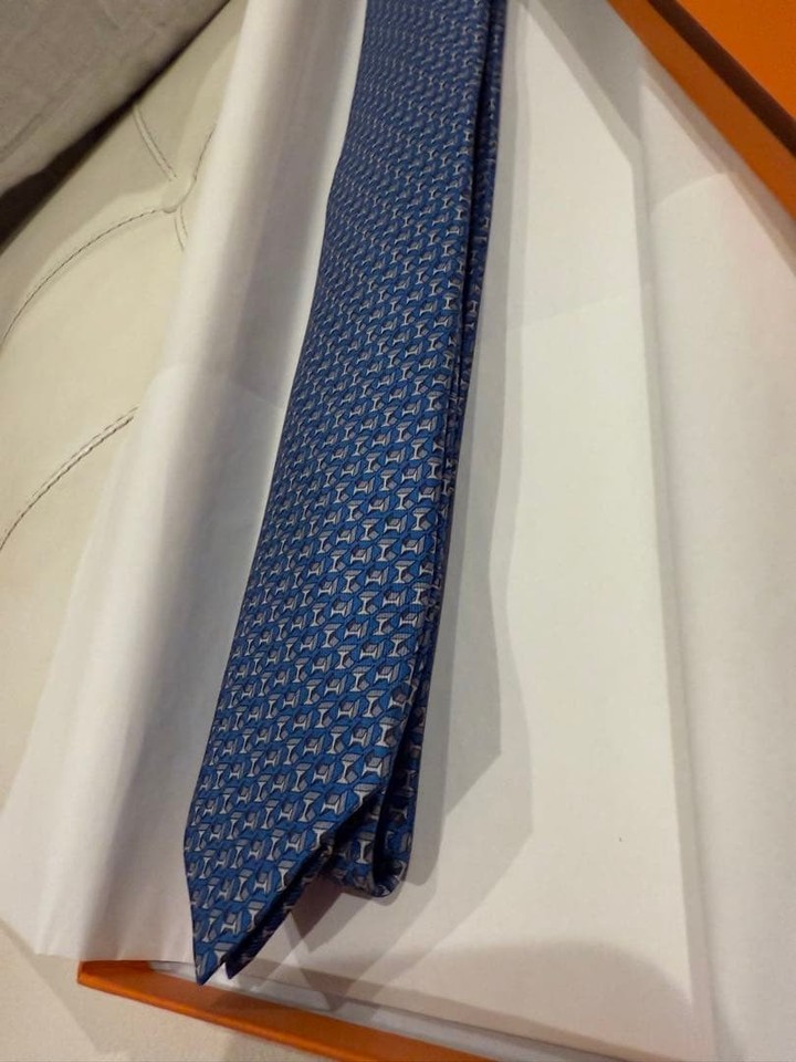 HERMES Tie silk all over pattern H8 authentic made in France 1119 | eBay