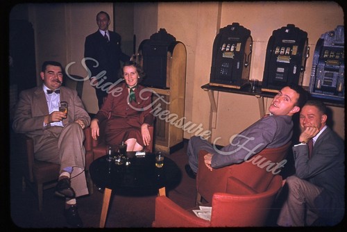 Men Smoking Cigar Woman Slot Machine Beer 35mm Slide 1950s Red Border ...