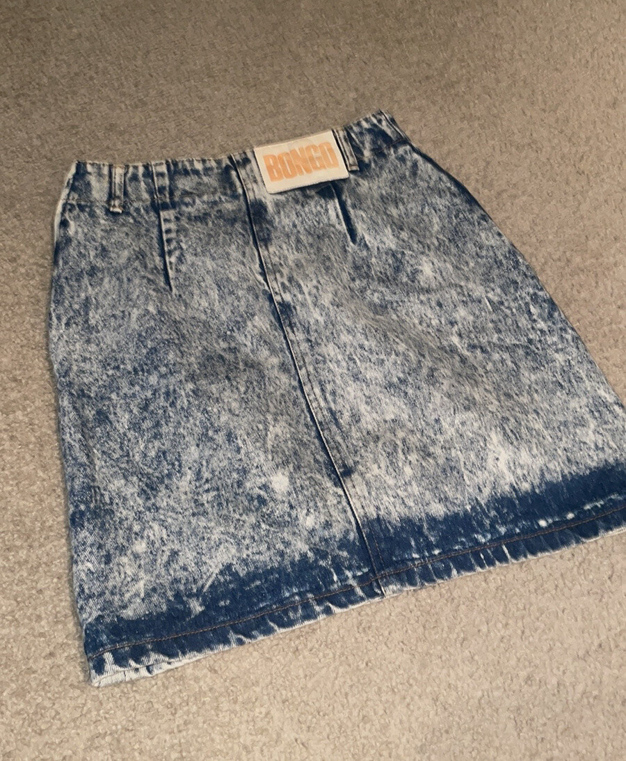 Vintage Bongo Denim Mini Skirt Blue Acid Wash 80s - Gem