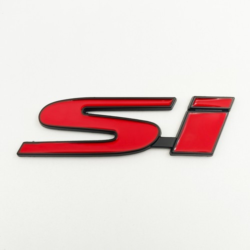 2Pcs Black & Red Metal Si Emblem Logo Car Trunk Fender Sport Badge ...