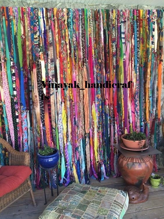 100 Strands, Bohemian gypsy rag Window Bohemian Valance Indian Backdrop ...