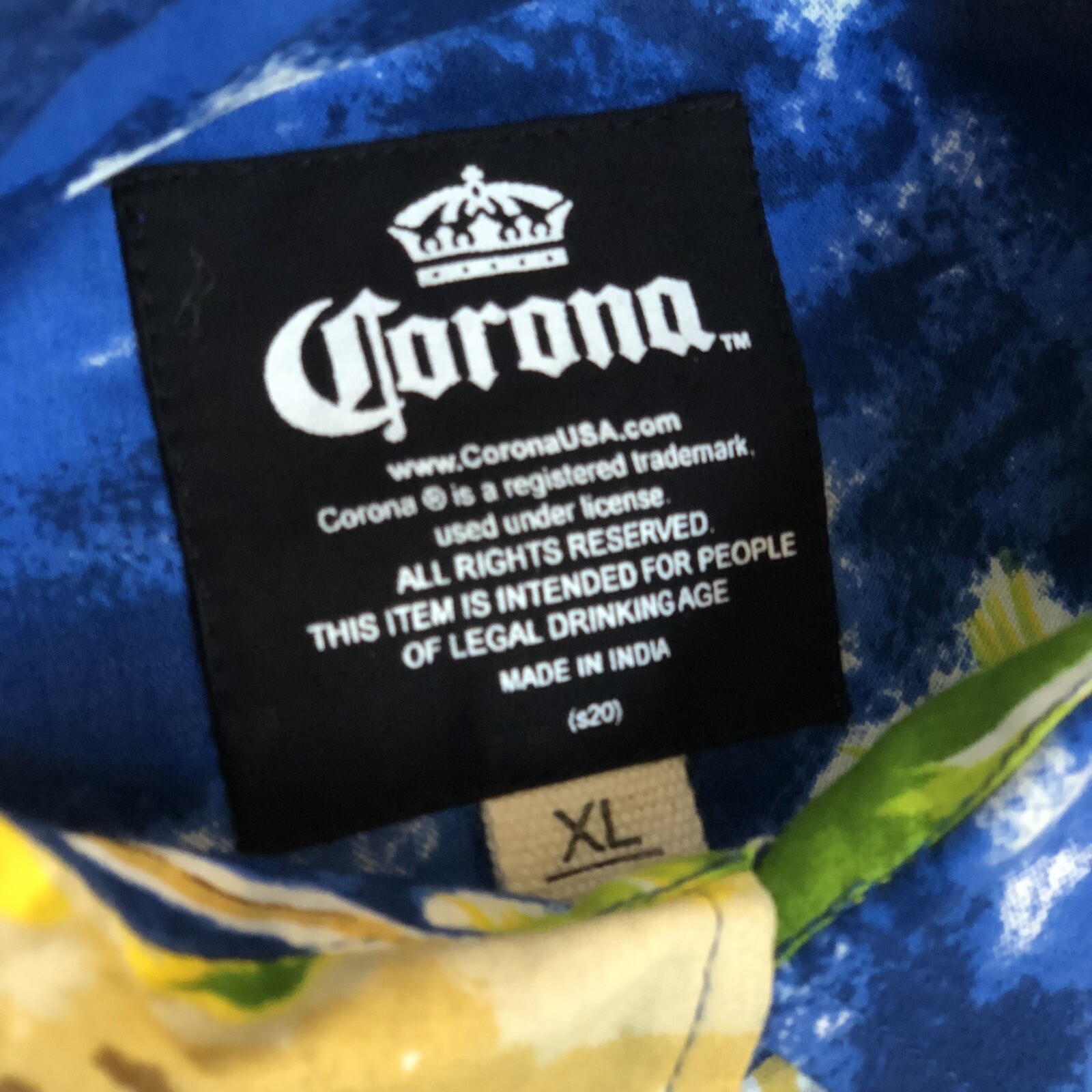 Corona Beer Tropical Island Palm Tree Button Up Shirt… - Gem