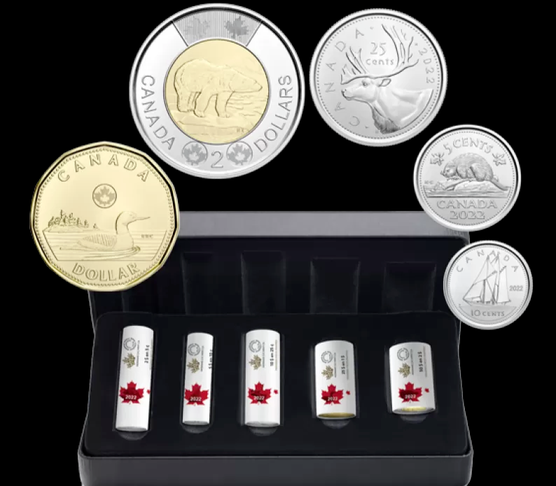 Set 2022 Canada Coins $2 $1 25c 10c 5c Toonie Loonie Royal Canadian ...