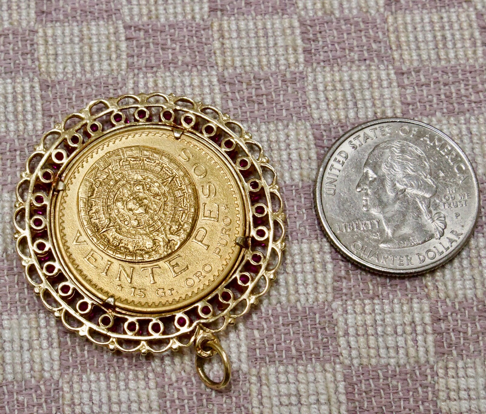 VINTAGE 1918 TWENTY 20 PESOS MEXICAN AZTEC GOLD COIN … - Gem