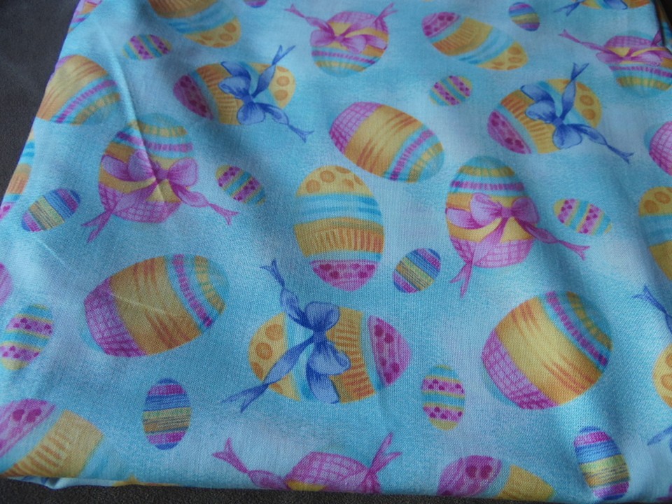 2 7/8 YDS Quilt Sewing Fabric Joann Fabric Easter Eggs Colorful Ribbons ...