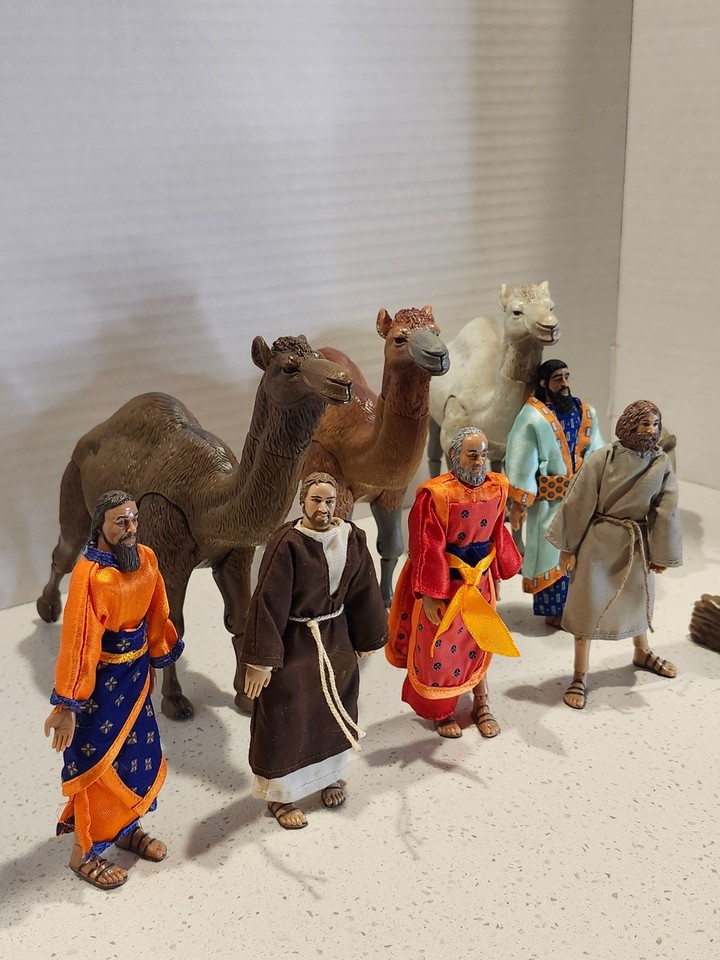 Bible Quest Action Figure Nativity Set Three Wise Men Joseph Camels Lot ...